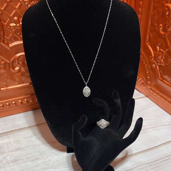 JTV | Jewelry | Jtv Silver Necklace And Ring Set With Clear Stones ...